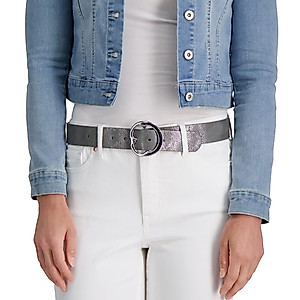 Jessica Simpson Women's Fashion Casual Belt, Grey Textured, Small