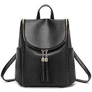 I IHAYNER Backpack Purse for Women Girl PU Leather Fashion Backpack Cute Mini Shoulder Bag with Charm Tassel Black