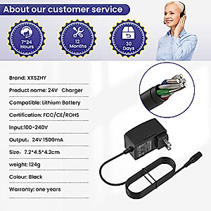 XXSZHY 24V Scooter Battery Charger for Razor E100 E200 E200S E175 E300 E300S E125 E150 E500 PR200 E225S E325S MX350 MX400 Charger Power Supply Cord- 3-Prong Inline Female Battery Power Cord