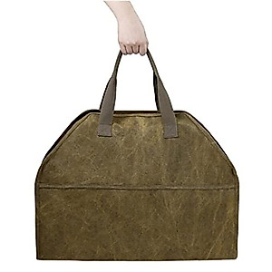 TWDYC Durable Firewood Tote Fireplace Wood Transport Bag Multi-Function Log Storage Holder Carrier Canvas Firewood Bag