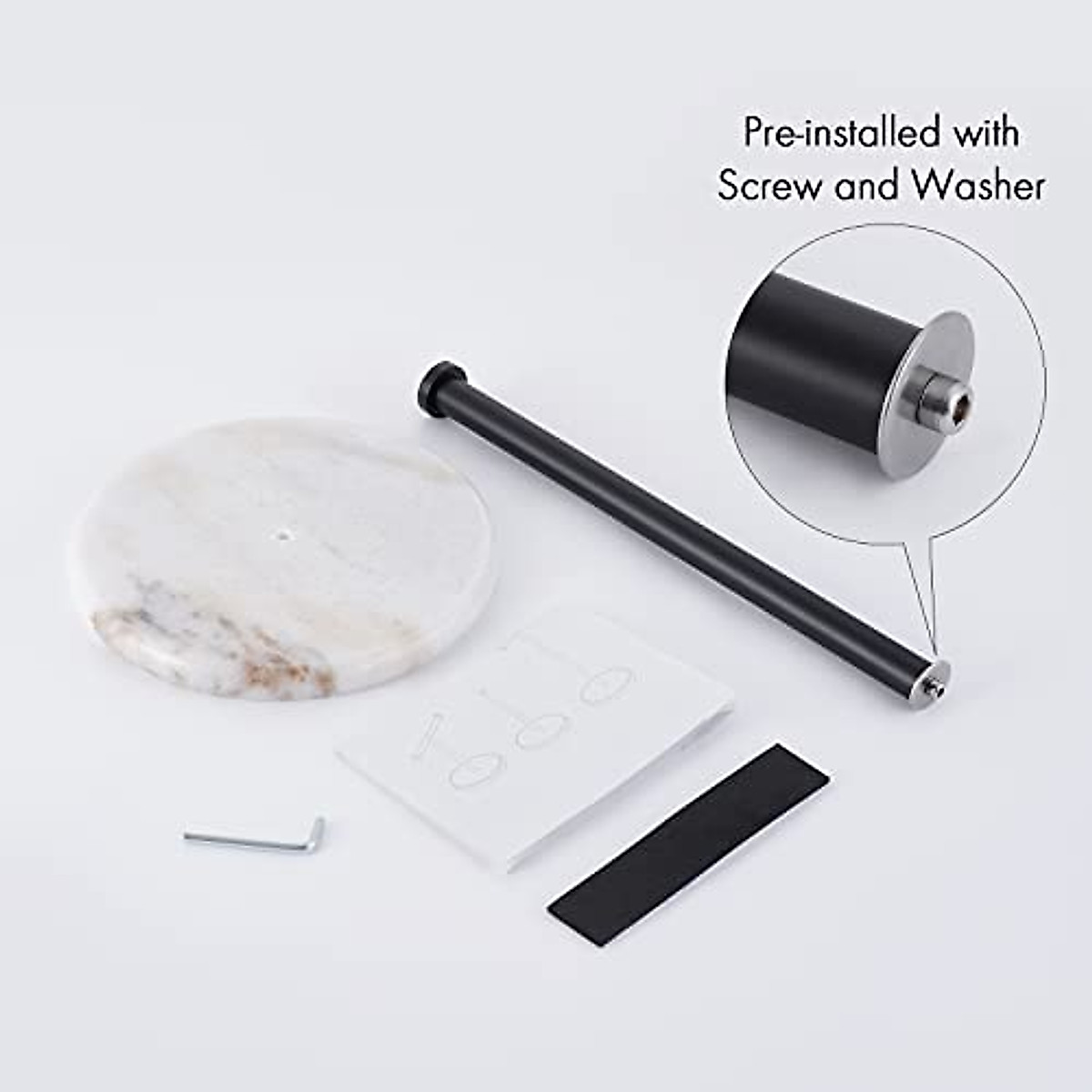 Kitchen Paper Towel Holder Standing with Marble Base for Standard or Jumbo-Sized Rolls, Matte Black KPH100-BK