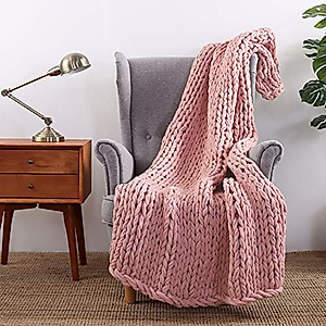 Berkshire Blanket Sailor's Knot Chunky Knit Heavyweight Throw, Misty Rose, 50" x 60"