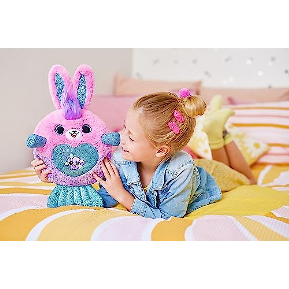 Rainbocorns Mermaidcorn (Bunny) by ZURU, Collectible Plush, Mermaid Surprises, Cuddle Plush Stuffed Animal, Surprise Egg, Stickers, Magic Sands & Bubble Mixture, for Girls 3+ Up