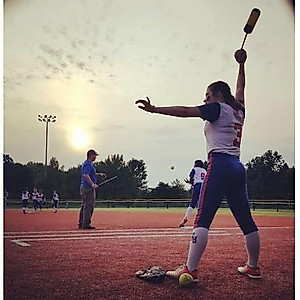 The Composite Xelerator Fastpitch Softball Pitching Trainer and Warm Up Tool with 12 Inch Premium Leather Indoor Ball for Improved Grip - Made in USA