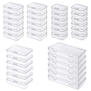 Goodma 36 Pieces Mixed Sizes Rectangular Empty Mini Plastic Organizer Storage Box Containers with Hinged Lids for Small Items and Other Craft Projects (Transparent)