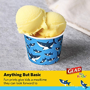 Glad for Kids Sharks 12 oz Paper Snack Bowls with Lids, Disposable Snack Cups with Lids, 12 oz, Heavy Duty Disposable Soak Proof Microwavable Paper Bowls for Soup, Ice Cream, 20 Count (Pack of 6)