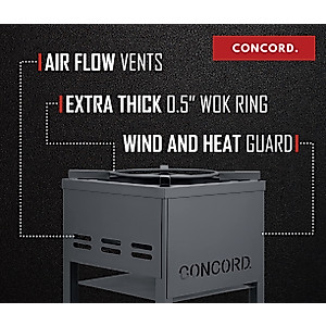 Concord Professional Single Banjo Wok Burner with Stand. Drop In Wok Edition. Up to 270,000 BTU. Great for Home Brewing, Wok Stir Fry, Turkey, Etc. (16")