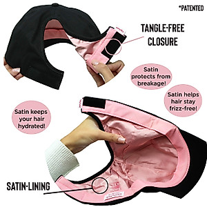 Ponyflo Satin-Lined Ponytail Cap - Designed for Women with Curly Hair, Ponytail Hats for Women, Curly Hair Ponytail Hat, Baseball Cap Women, Hats for Ponytails Black