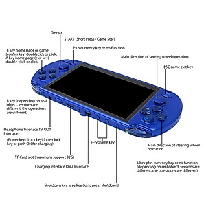 Built in 10000 Games Retro Handheld Video Game Console 5.1'' 8GB Retro Handheld Game Console Portable Video Game(Blue)