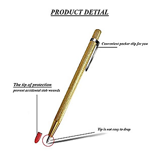 Tungsten Carbide Tip Scriber Marking Engraving Pen for Stainless Steel, Ceramics and Glass Carving (Gold)
