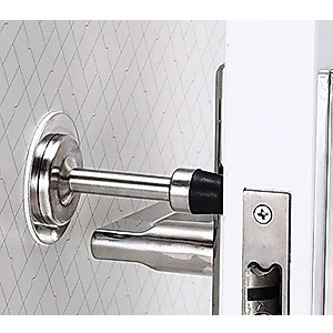 LemonHo No Need to Drill/ Screw in Wall Mounted Door Stopper, 3M Self Adhesive Tape Stainless Steel Doorstop, Rubber Bumper Tip, Pack of 2 Wall Protector Bedroom Door Stops, 3 Inches Height, Silver