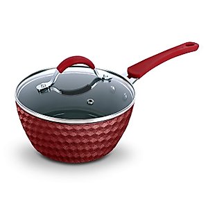 NutriChef Saucepan Pot with Lid - Non-Stick High-Qualified Kitchen Cookware, 1.7 Quart (Works with Model: NCCW11RDD)
