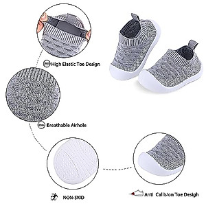 GRACE ORCHID Baby Boy Girls First-Walking Training Shoes Rubber Sole Toddlers Infant Non-Skid Slipper Floor Sneaker Breathable House Shoes Socks(A12-Grey,M)