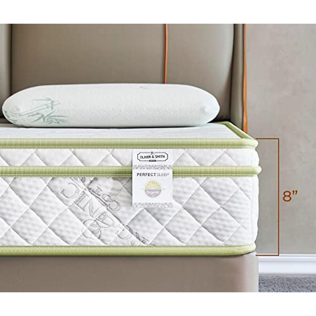 Queen Size Mattress - 8 Inch Cool Comfort Foam & Spring Hybrid Mattress with Breathable Organic Cotton Cover - Quilted Foam Plush Euro Pillow Top - Rolled in a Box - Oliver & Smith