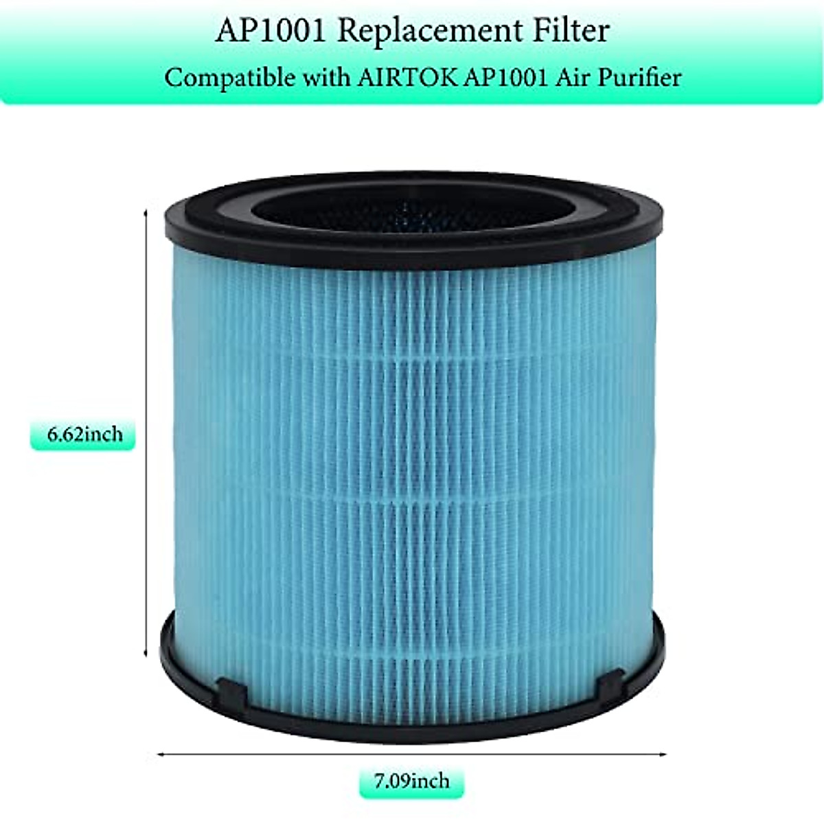 Nyingchi AP1001 Replacement Filter,Compatible with AIRTOK® AP1001 Air Purifier. 5-Layer Purification System H13 Ture HEPA Filter,2-Pack