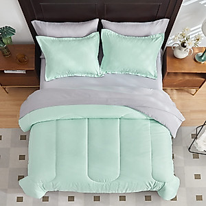 UOZZI BEDDING Green King Comforter Set 7 Pieces Bed in a Bag with Spring Comforter King Size,Gray Sheets, Pillowcases & Shams Reversible Soft All Season Bed Set