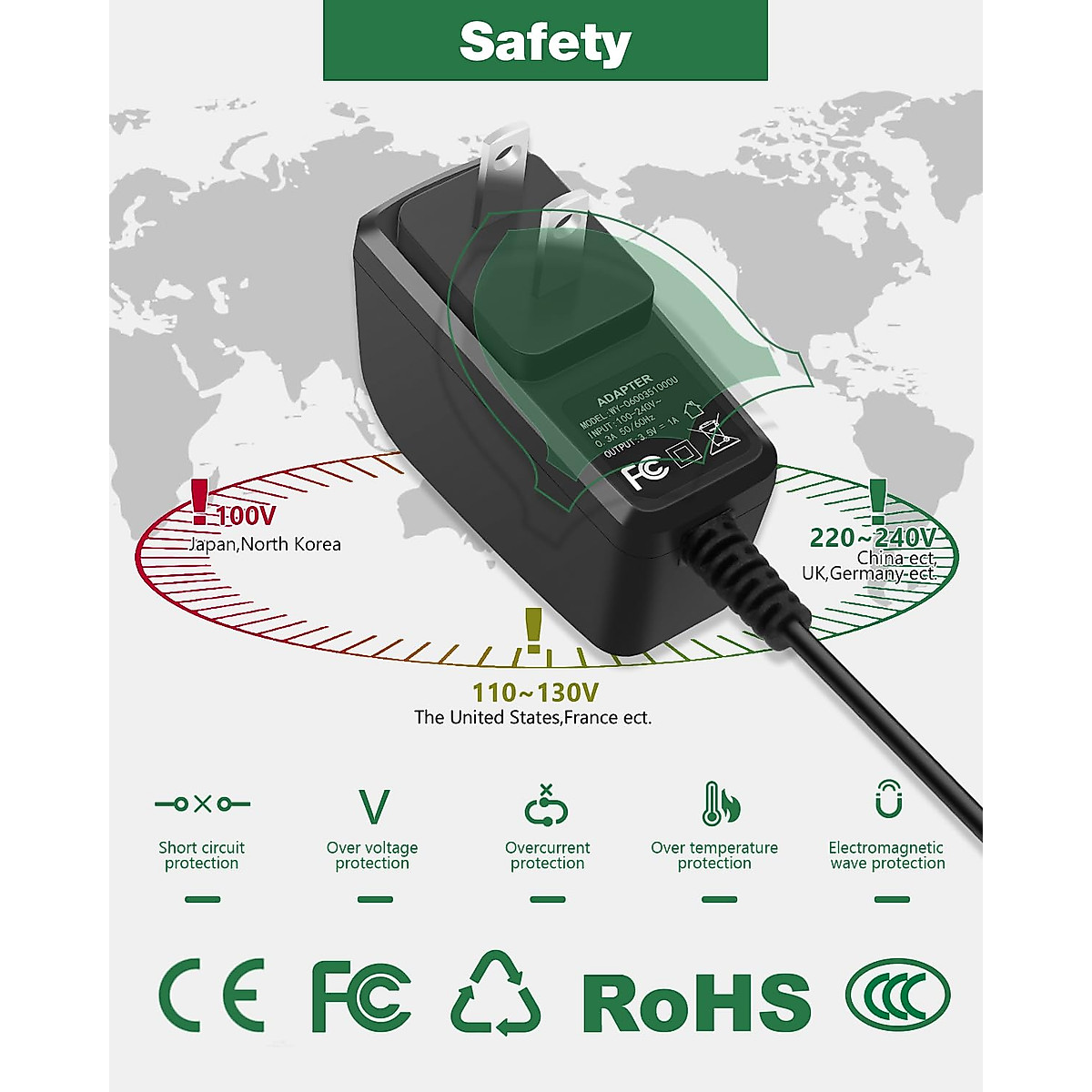 Charger for Wahl Trimmer 9818L 9818 9888L 9854L 9876L 9864 Shaver Groomer Clipper, 4.2V AC Adapter for S003HU0420060 S004mu0400090 9854-600 97581-405 9867-300 79600-2101 97581-1105, JOVNO Power Cord