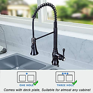 Tohlar Bronze Kitchen Faucet, Oil Rubbed Bronze Kitchen Faucet, Kitchen Faucet with Pull Down Sprayer, Antique Spring Single Handle Kitchen Sink Faucet with Deck Plate