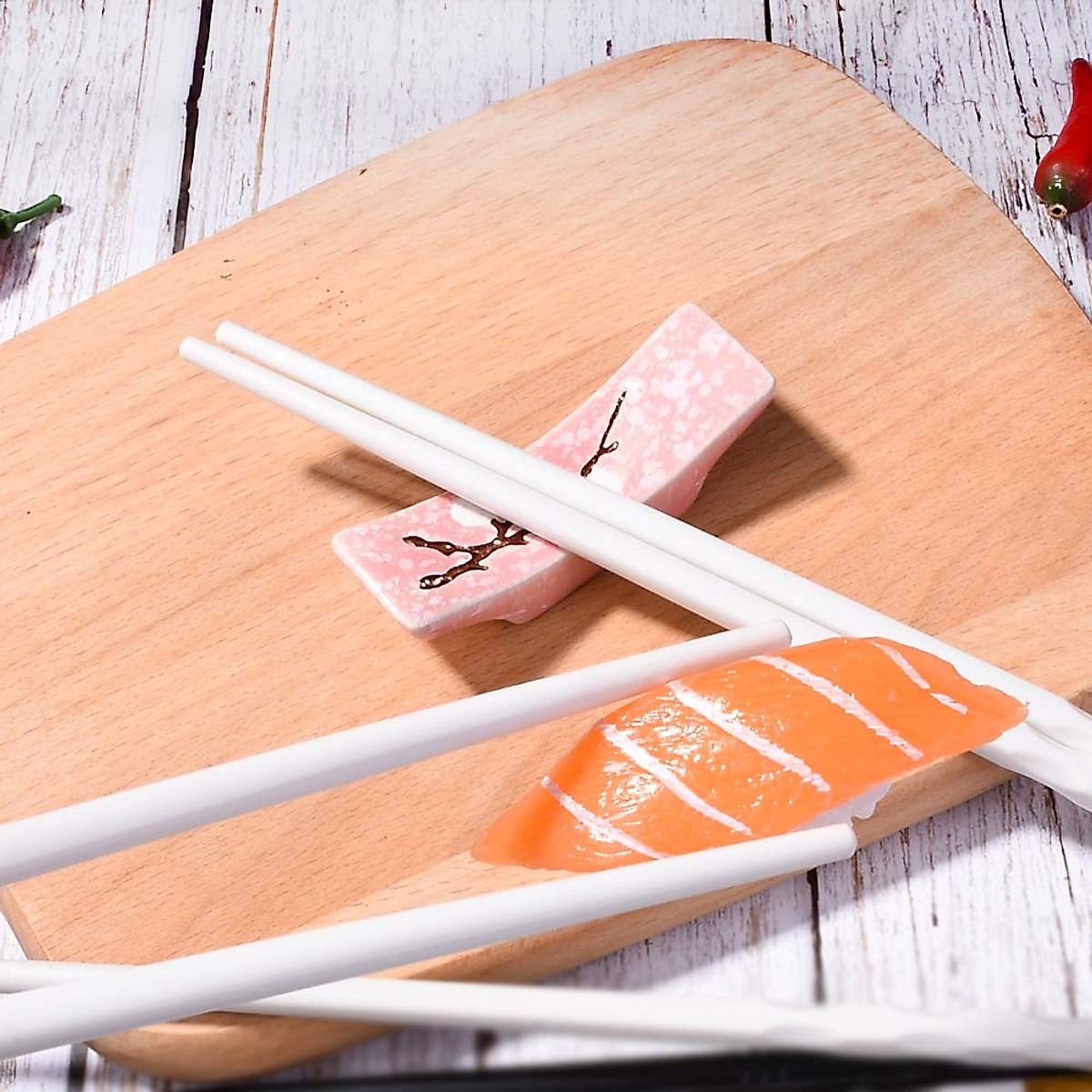 Whitenesser 5 Pairs White Chopsticks, Reusable Japanese Chinese Korean Chop Sticks Dishwasher Safe, 9.5" Chopsticks (White)