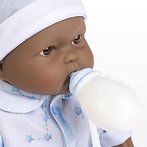 JC Toys Twins 13" Realistic Soft Body Baby Dolls Berenguer Boutique | Twins Gift Set with Removable Outfits and Accessories | Pink and Blue | African American | Ages 2+