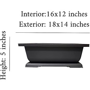 Heavy Duty Outdoor Bonsai Pot - 18in Pot w Drain Holes and Tray for Handling The Outdoor Weather