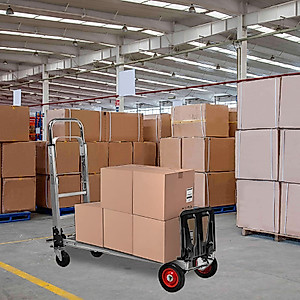 Aluminium Hand Truck Dolly Heavy Duty 440lbs Capacity, Stuffygreenus 2 in 1 Convertible Folding Hand Truck with Pneumatic Wheels and Telescoping Handles,Portable Dolly Cart with Bungee Cords