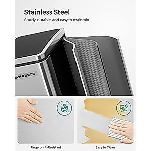 SONGMICS Dual Trash Can, 2 x 4 Gal (2 x 15L) Garbage Can, Steel Pedal Recycle Bin with Lid and Inner Buckets, for Small Kitchens, Fingerprint-Proof, Soft Closure, Airtight, Silver ULTB30H