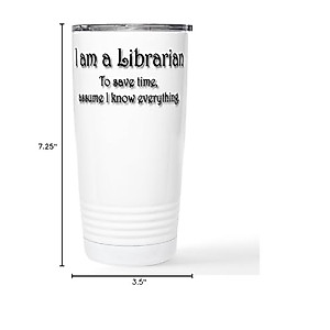 CafePress I Am A Librarian Stainless Steel Travel Mug 20 oz. Insulated Stainless Steel Coffee Tumbler