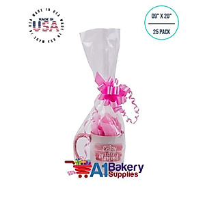 A1 Bakery Supplies Gifwrap Cellophane Bags Gift Warp Basket Bags Gift Basket Bags 10 Pack Bags only (12 In X 24 In)