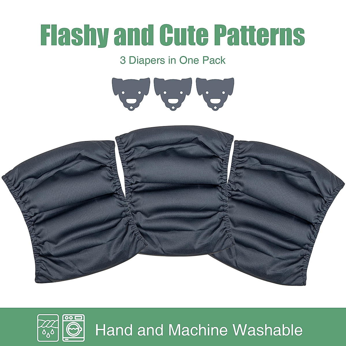 wegreeco Washable Male Dog Belly Band (Stylish Pattern)- Pack of 3 - Washable Male Dog Belly Wrap, Dog Diapers Male (Charcoal, Small)