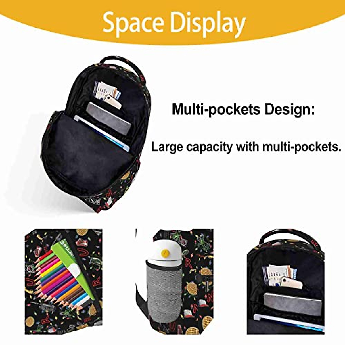 Funny Stranger School Backpack, Movie Backpack Travel Backpacks School Supplies for Boys Girls Teens Cosplay Fans Gift (Style 2),15.7in
