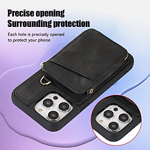 Asuwish Phone Case for iPhone 14 Pro Max 6.7 inch Wallet Cover with Screen Protector and Zipper Card Holder Stand Cell Accessories iPhone14promax 5G i Phone14Max Plus iPhone14 ProMax Women Men Black