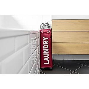 Red Laundry Basket Corno - thin Laundry Hamper with wheels - small space laundry bin - narrow hamper, laundry collector, laundry basket with wheels
