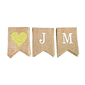 Just Married Banner Flag – Mr and Mrs Banner Rustic Burlap Sign Decoration for Wedding Party Table Photobooth Props Home Wall by Mandala Crafts