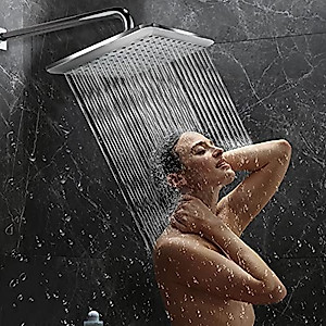 High Pressure Rain Shower Head: Abujia 9 Inch Luxury Large Square Rainfall shower heads, Adjustable Wall Mounted and Ceiling Mounted Fixed High Flow Waterfall showerhead for Bathroom