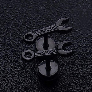 Halawly Stainless Steel Feather Chain Earrings for Men Women Sliver Gold Black Punk Long Dangle Earrings Set Lightweight Fashion Party Birthday Jewelry