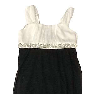 Amy's Closet Girls Black and White Pearl Bling Sparkle Flowy Layered Tie Back Dress 7