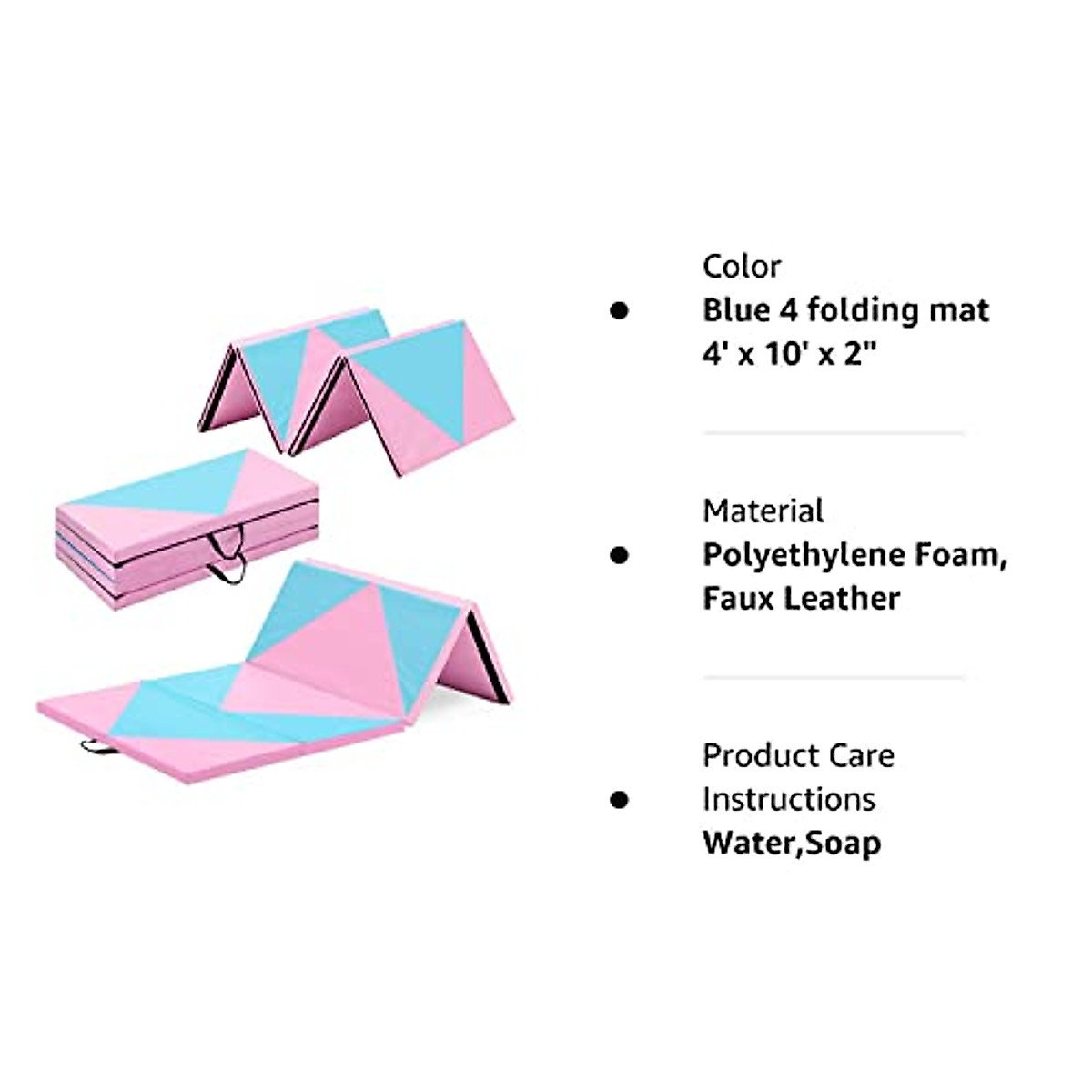 Outroad 10' x 4' x 2" Exercise Mat Thick Gymnastics Mat with Carrying Handles - Exercise Aerobics Mats Stretching Fitness