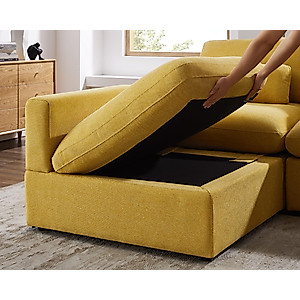 VANOMi 149" Oversized Modular Sectional Sofa, Extra Large U Shaped Couch with Reversible Chaise, 6 Seater Living Room Sofa Couch, Warm Yellow