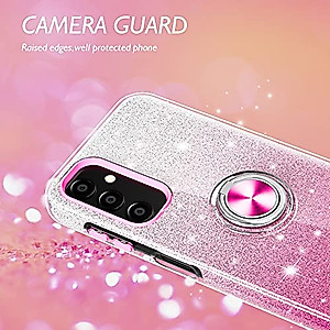 KSWOUS for Galaxy A14 5G Case with Screen Protector [2 Pack], Glitter Sparkly Bling Pink Protective Cover with Kickstand for Women Girls Slim Shockproof Case for Samsung A14 Phone Case (Pink