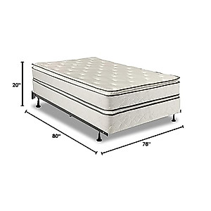 Greaton, 12-Inch Medium Plush Double Sided Pillowtop Innerspring Mattress & 8" Wood Box Spring Set with Frame, King