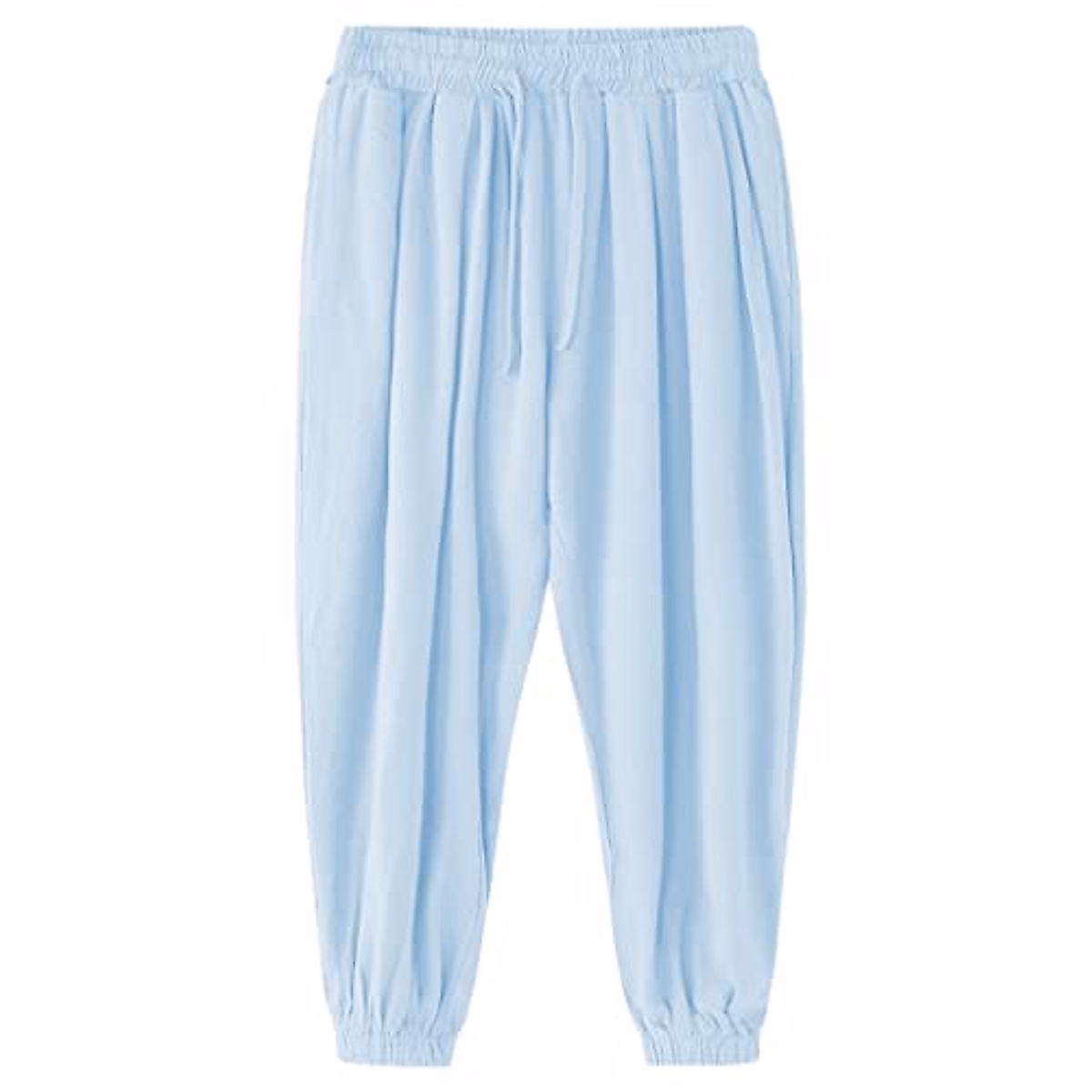 COOFANDY Men's Cotton Linen Pants Wide Leg Pants Baggy Harem Pants Beach Trousers Sky Blue
