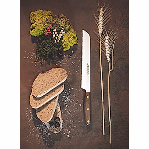 ARCOS Bread Knife 8 Inch Nitrum Stainless Steel and 200 mm blade. Obtain a great variety of cuts for your food. Ideal knife for daily domestic use. Series Nordika. Color Brown.