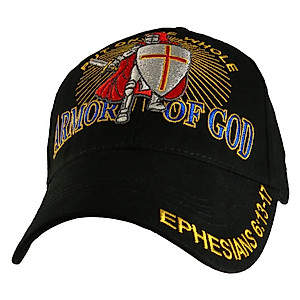 Put on the Whole Armor of God Embroidered Baseball Cap, Black, Adjustable