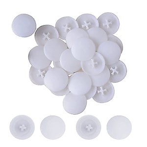 100 PCS Screw Cap Covers Plastic Screw Caps for Phillips Screws Head Waterproof Screw Covers Three in One Eccentric Wheel Plastic Decorative Cover Self-Tapping Screw Cover (17mm, White)