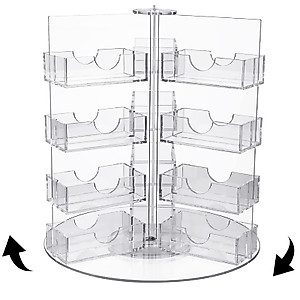 Qunclay Acrylic Business Card Holder Multi Slot Card Organizer Plastic Rotating Business Card Holders Clear Sticker Holders Multi Pocket Rotating Holder Countertop Organizer Display (24 Pocket)