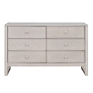 Merax Antique White 3 Pieces Solid Wood Bedroom Furniture Size Platform USB Charging, 1 Nightstand, 6-Drawer Dresser, Bed Set-Queen