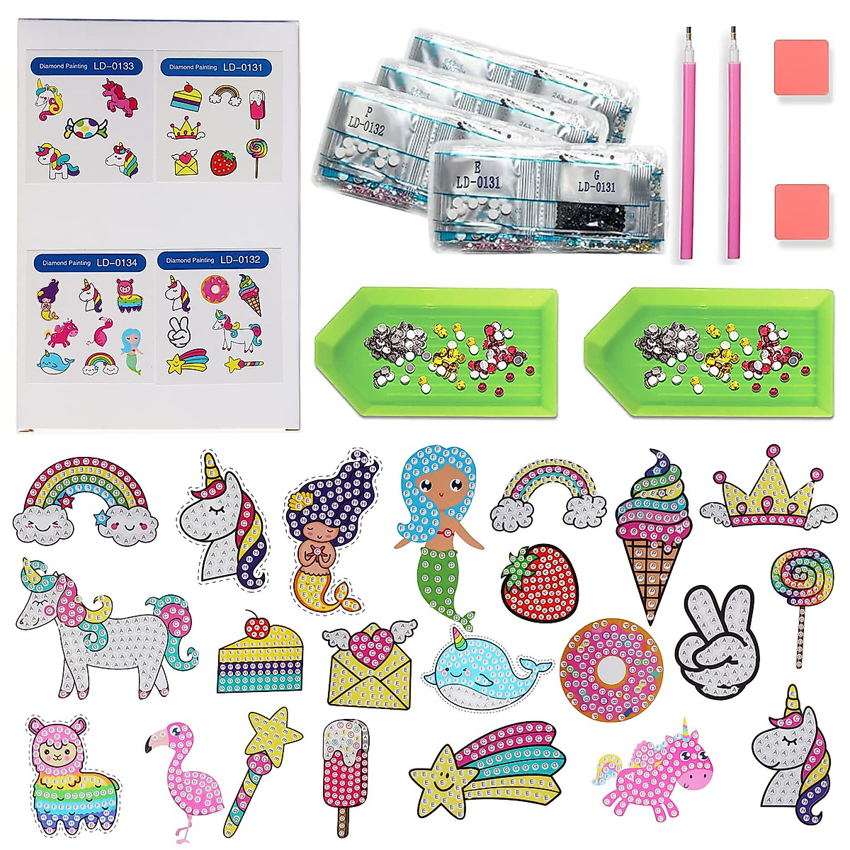 NICOWARM 27PCS 5D Big Diamond Painting Sticker Kits for Kids and Adult Beginners, DIY Creative Unicorn Diamond Art and Crafts Sticker, Diamond Painting Sticker for Kid