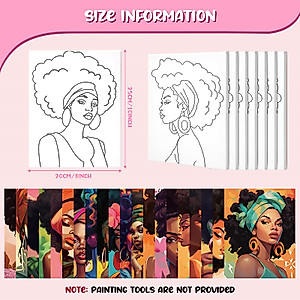Sherr 20 Pcs Stretched Pre Drawn Canvas Afro Queen Black Art for Painting for Adults Outline Pre Drawn Stretched Cotton Canvas to Paint Party Set, 8 x 10''(Vivid)
