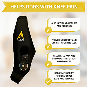 AGON Dog Knee Brace – Professional Knee Support Brace for Dogs with Adjustable Hinge Stabilizer – Premium Neoprene Hip Brace for Knee Support, Dog Recovery, and Joint Support (Right Leg, X-Large)